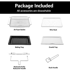 CUSIMAX Air Fryer Oven, 13-in-1 Convection Oven, 24QT Air Fryer Combo, Countertop Air Fryer Toaster Oven with Rotisserie & Dehydrator, Rich Accessories (Black Touch Screen)