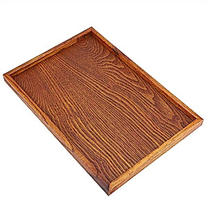 Hyuduo Wood Serving Tray, Rectangle Wooden Serving Trays Platter for Home, Hotel, Tea, Breakfast, Lunch, Dinner, Appetizers, Coffee(35 * 24cm),Vegetable Plate/Fruit Plate/Tray