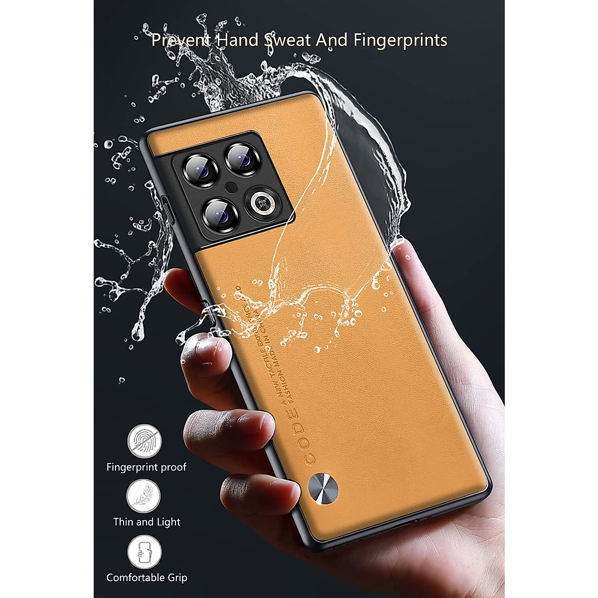 Puxssul for OnePlus 10 Pro 5G Case, Soft TPU Artificial Leather case,Extremely Light Ultra-Light Camera Protection Leather Cover Case for OnePlus 10 Pro 5G (Yellow)