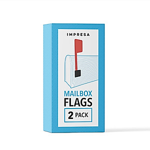 IMPRESA [2 Pack Red Mailbox Flag Replacement Kit - Rust-Proof Metal Replacement Flag for Mailbox - Peel & Stick Universal Mailbox Flag for Outgoing Mail - No Tools Required Mailbox Replacement Parts