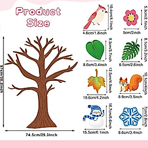168 Pieces Classroom Tree Bulletin Board Set Seasonal Tree Winter Fall Spring Summer Tree Decor Family Tree Board Tree Classroom Tree with Seasonal Cutouts for Back to School Classroom Decor