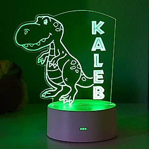 ETCHEY Personalized Dinosaur Night Light, Dinosaur Night Light, Boy's Room, Kid's Bedroom Decor Children's Light, Kids Bedroom