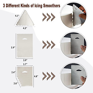 12" Acacia Wood Revolving Cake Stand, Rotating Cake Turntable with 2 Icing Spatulas, 3 Smoothers, Wooden Rotating Display Stand for Cake, Cupcake Decorating Supplies