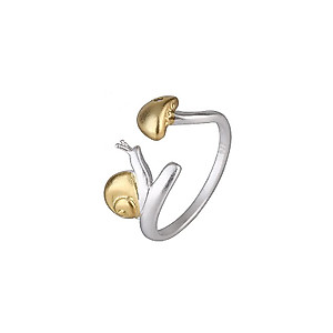 Mushroom Snail Open Ring for Women Teen Silver Plated Cubic Zirconia Fashion Personality Adjustable Expandable Stackable Knuckle Tail Ring Cute Animal Personalized Christmas Birthday Exquisite Jewelry Gift Bff