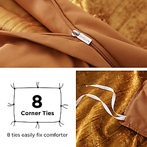 Bedsure Velvet Duvet Cover Set - Luxurious, Glossy King Size Duvet Cover Set, Honey Yellow Duvet Cover King Size with 2 Pillow Shams (Honey Yellow, King, 104 x 90 inches)