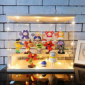 Display case for Action Figures with 3 Steps,Doll Display case with Door for Figure Collectibles,Funko Pop Figures,Any Toys and Mini Figures,Acrylic Perfume Stand(12.9" W x 6.8" D x 9.5" H)