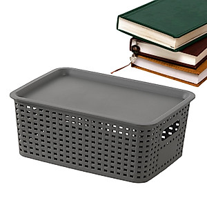 Hollow Storage Basket, Space Saving Stackable Organizing Basket, Long Lasting Weave Storage Organizer Baskets, Hollow Basket with Handle, Multipurpose Weaving Wicker Basket for Desktop Cabinet Bedroom