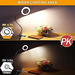 Clip on Light Reading Lamp for Bed, 4.7" USB Desk Light with Clamp 3 Lighting Modes10 Brightness, Eye Protection Book Clamp Light, 360° Flexible Gooseneck Table Light for Bed Headboard Makeup Eyebrow