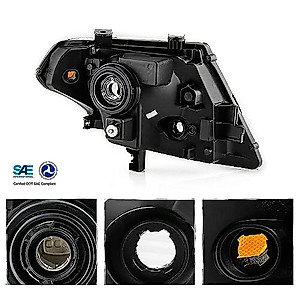 HH Building 2pcs Headlight Front Left Right Driver Passenger Side Clear Lens Chrome Housing Extended Extended/Crew Halogen Headlights Lamps NF09-L-HD-JH-NF09-R-GX 26060ZL40A 20907900