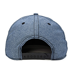 DALIX Premium Flat Bill Baseball Cap Structured Hat Snap Back Chambray in Navy Blue