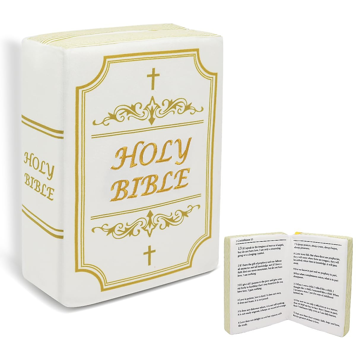 Yelakey Bible Pillow Book Plush That Opens Christian Holy Bible Stuff Religious Party Favors Gifts for Kids for Christening Easter