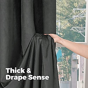 BGment Grey Velvet Curtains for Living Room - Velvet Blackout Curtains 84 Inches Long, Grommet Thermal Insulated Privacy Soft Luxury Window Curtains for Bedroom/Theater, 52 x 84 Inch, Set of 2 Panels