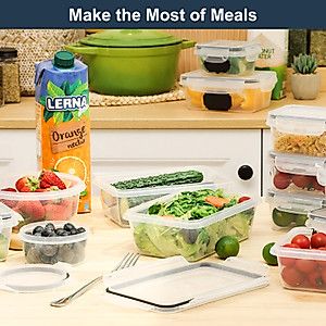 Moretoes 50pcs Plastic Storage Containers with Lids (25pcs Stackable Plastic Containers with 25 Lids) Meal Prep Containers, BPA Free, Microwave Dishwasher Safe