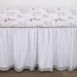 NoJo Woodland Wreath Pink, White, Blue Floral 4 Piece Nursery Crib Bedding Set- Comforter, 100% Cotton Crib Sheet, Dust Ruffle, Diaper Stacker