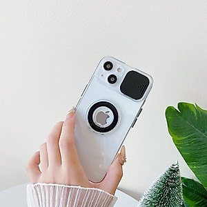 Caseative Candy Color Ring Holder Slide Lens Camera Cover Protection Clear Soft Compatible with iPhone Case (Orange,iPhone 13)