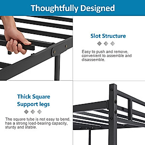 VECELO Full Size Bed Frame with Headboard, Heavy-Duty Platform with Metal Slats Support, No Box Spring Needed/Easy Assembly, Black