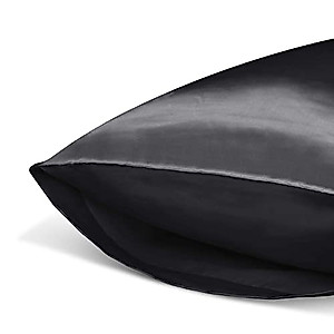 BEDELITE Satin Silk Body Pillow Pillowcase for Hair and Skin, Premium and Silky Black Long Body Pillow Case Cover 20x54 with Envelope Closure