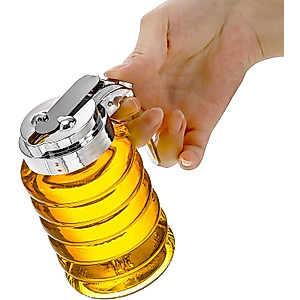 Hacaroa 4 Pack Glass Syrup Dispenser, 10 Oz Maple Syrup Pourer Container with Plastic Top, No Drip Honey Syrup Holder Dispenser Bottles for Honey, Syrup