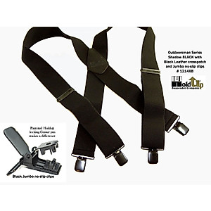 Holdup 2" Wide Outdoorsman Series Shadow Black XL Suspenders for Men with Patented "No-Slip" Metal Clips
