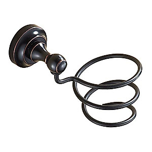 BigBig Home Wall Mounted Hair Dryer Holder for Bathroom, Bath Organizer Hair Blow Dryer of Brass with Oil Rubbed Bronze with Construction of Round