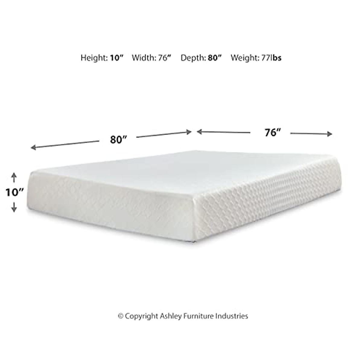 Signature Design by Ashley King Size Chime 10 Inch Medium Firm Memory Foam Mattress with Green Tea & Charcoal Gel