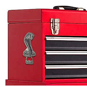 Shelby Cobra Snake Magnetic Bottle Opener | Meaures 2.1 inches by 5.3 inches | Molded Metal | Antique Tin Plating