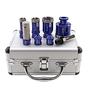 SHDIATOOL Diamond Core Drilling Bits Set for Porcelain Hole Saw Cutter for Tile Marble Ceramic Granite Kit 5/8-inch-11 8pieces