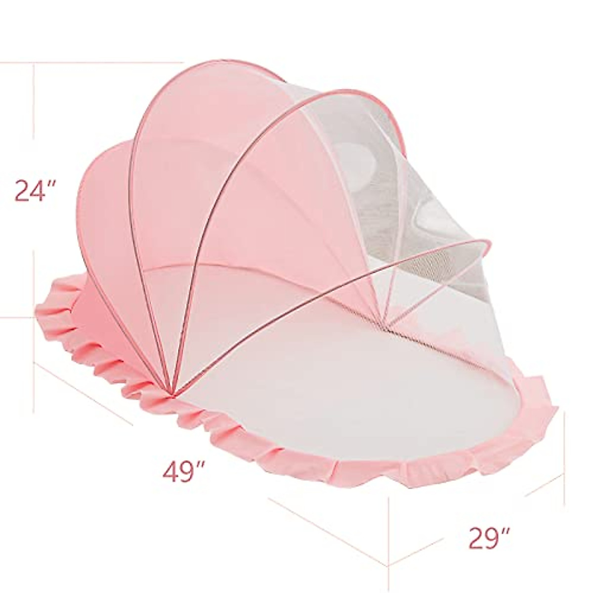 EDSONWADE Portable Mosquito Net for Baby 0-5 Years, Folding Crib Tent, High-density and Breathable Bassinet Cover Not Installation, Large Size Oval Crib Net to Keep Baby In