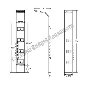 Blue Ocean 66.5” Stainless Steel SPS8727 Thermostatic Shower Panel with Rainfall Shower Head, Body Nozzles, and Handheld Shower Head