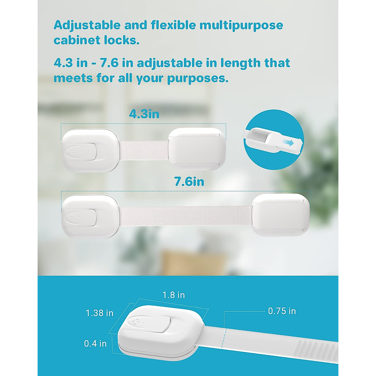Child Safety Cabinet Locks for Babies, Baby Proofing Child Locks, 10 Pack DUOSI No Screws and Magnets Fridge Refrigerators Door Locks for Kitchen Cabinets and Drawers
