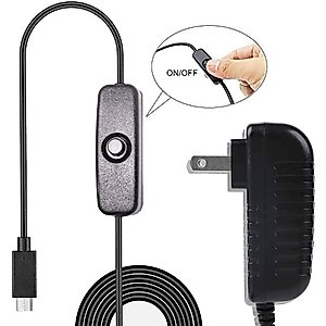 Treedix 5V 3A USB Type C Adapter Charger Power Supply Micro USB Interface Cable with ON/Off Switch Compatible with Raspberry Pi 4 4B