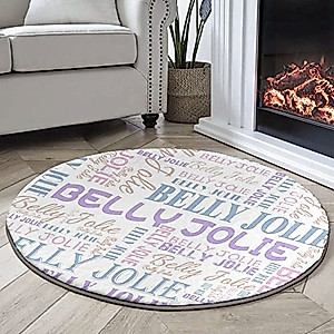 JOYXBUY Custom Rug Personalized Round Rugs with Name Text Super Soft Faux Rabbit Fur Circular Rugs for Boys Girls Room Bedroom Home Decor