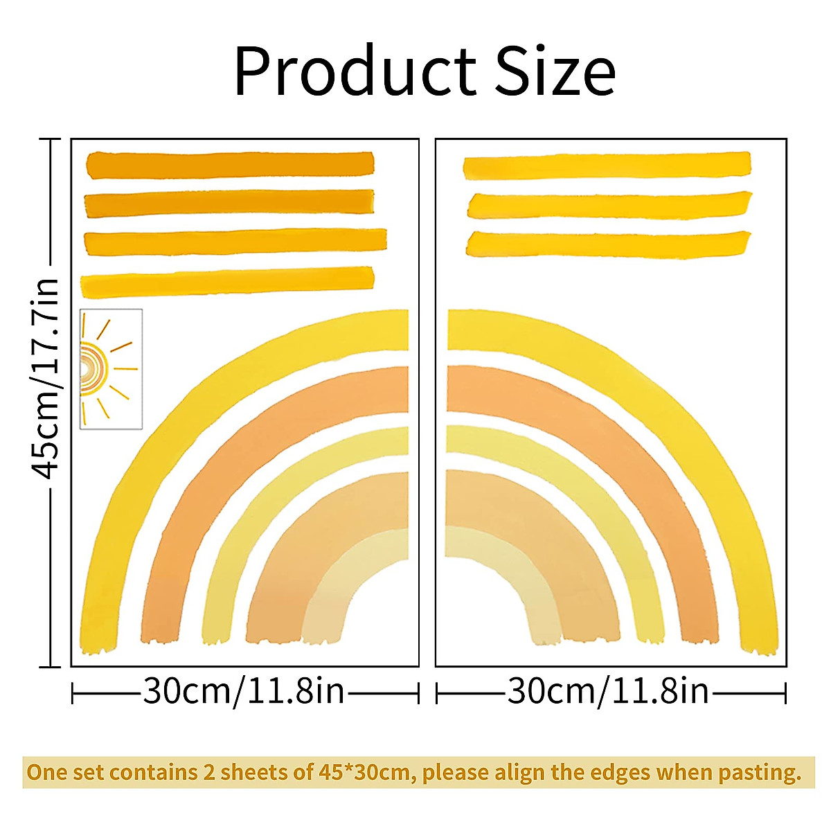 ECam Rainbow Bohemian Wall Decals, PVC, Reusable, Waterproof, for Kids Nursery, Playroom, Bedroom Decor