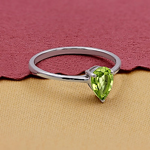 TISHAVI Peridot Ring For Women Sterling Silver, Peridot Minimalist Ring Sterling Silver, Sterling Silver Ring Size 10