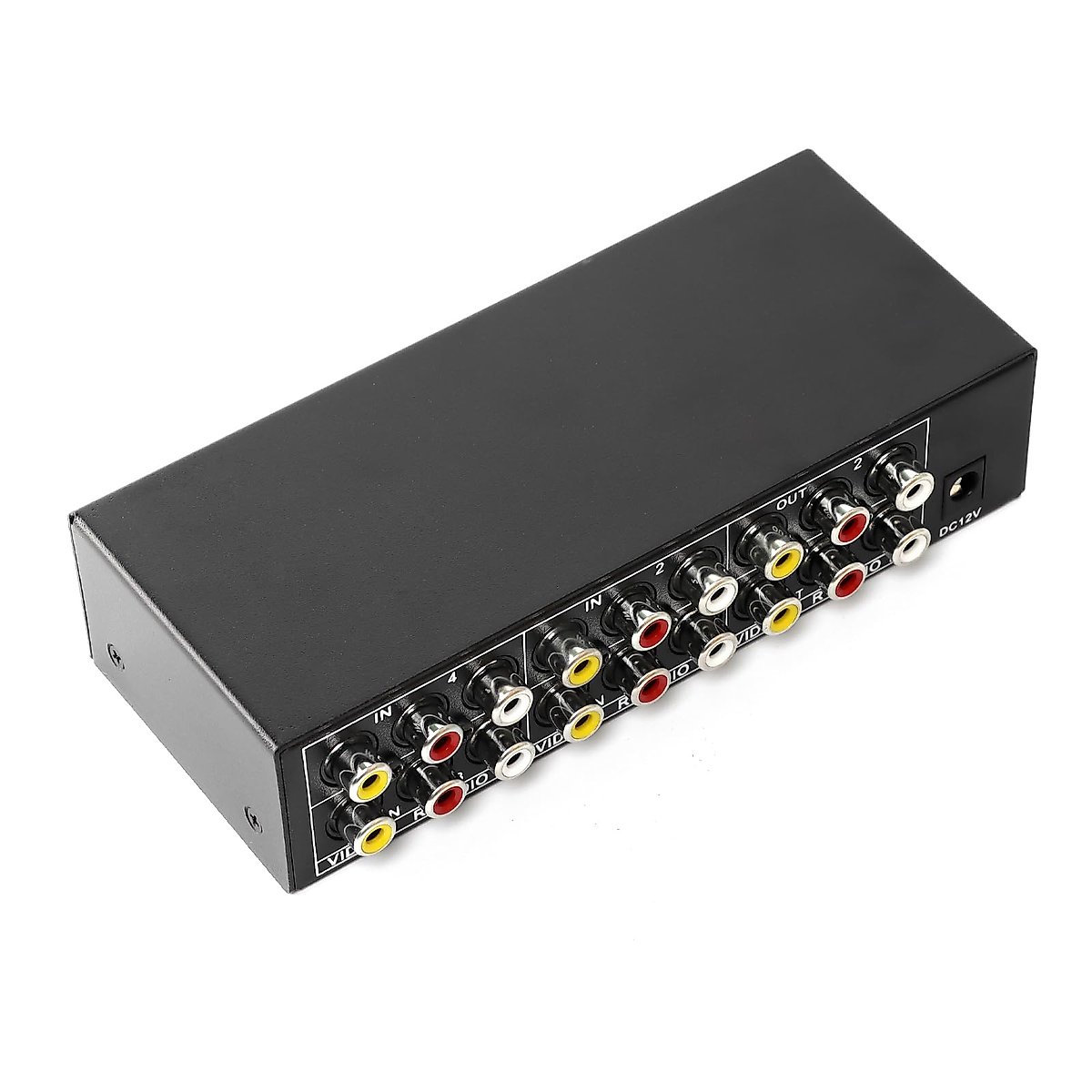 HONONJO AV SWITCHER 4 Way Converter Video Audio Selector for TV with Remote Control Video Switch Box （Electrical Volts: 110V）