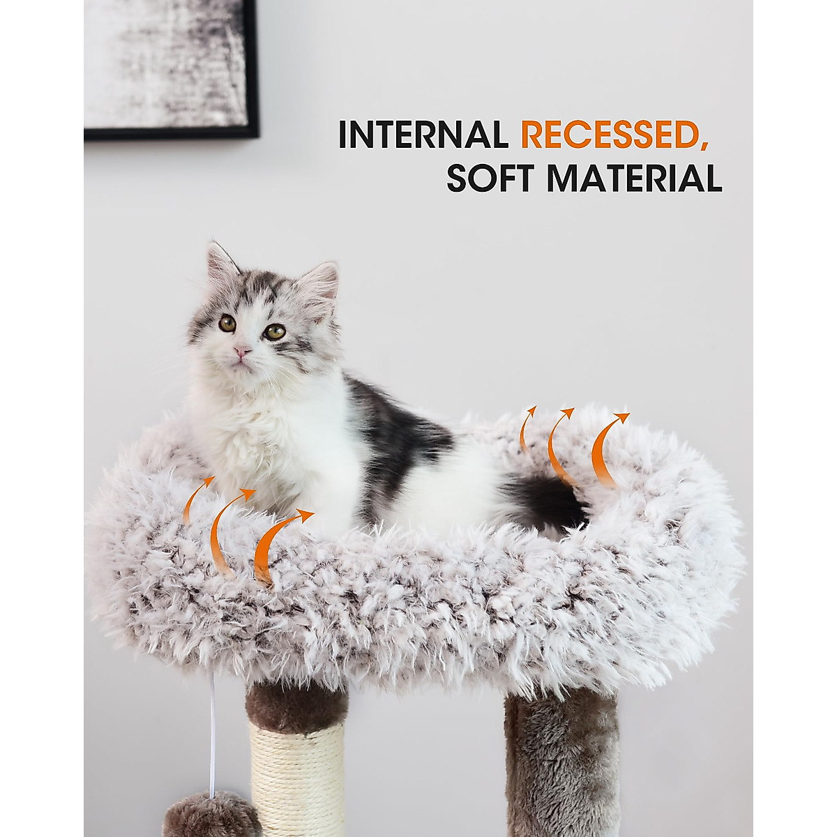 Cat Tree-Cat Tower Multi-Level Interactive 26.8 Inch Small Cat Tree Tower with Scratching Post for Climbing, Resting, and Claw Sharpening Sturdy Cat Furniture-White & Gray