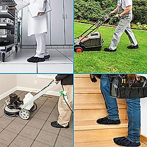 LINKEASE Reusable Boot & Shoe Covers Water Resistant Non Skid and Washable for Real Estate Contractors to Keep Floors Carpets Footwear and Rooms Clean - 5 Pairs (Large, Black)
