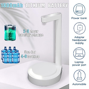 LED Bedside Water Dispenser,Desktop Water Bottle Dispenser,New Upgrade LED Light and Touch Buttons, Portable 5 Gallon Water Dispenser,with 7 Levels Pumping and Light,Suitable for Home, Office,