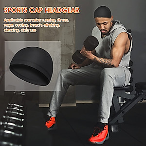 Lusofie 4 Pieces Men Skull Caps Soft Helmet Liner Cycling Running Hats Stretchy Helmet Liner Multifunctional Headwear for Men Women Black