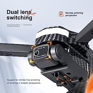 Carbon Fiber Drone with Dual Camera 360 ° Obstacle Avoidance Drone HD Aerial Photography Folding Flying Machine 4-axis Positioning Remote Control Aircraft with Headless Mode,Trajectory Flight