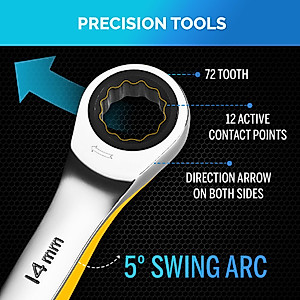 TOOLGUARDS Complete Ratcheting Wrench Set 33pcs - Metric and Standard - Combination Ratchet Wrench Set - 100% Lifetime Satisfaction Guarantee - Large
