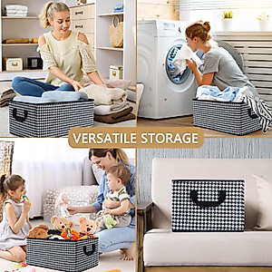 cheeronhanlin 2 Pcs Foldable Closet Organizer Bins with Handle,Fabric Shelf Storage Basket,Large Wardrobe Storage Box for Clothes,Jeans,Toys,Books