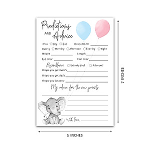 GENDER REVEAL Prediction and Advice Cards - Pack of 25 - Elephant Blue or Pink Baby Shower Games, New Parents, Mom & Dad to be, Mommy & Daddy Message, Coed Shower Activity Keepsake Book G510-PDAV