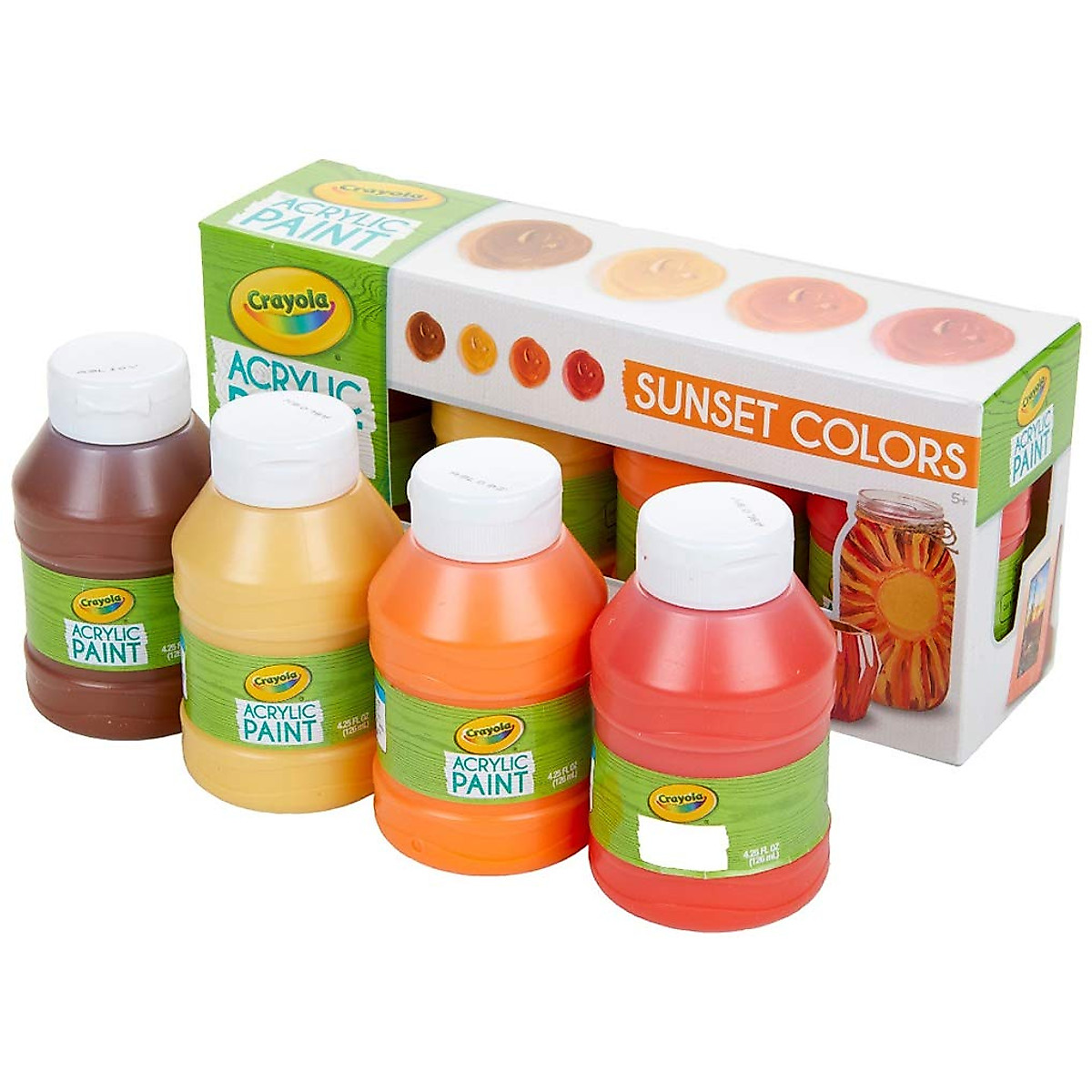 Crayola Paint Set in Sunset Colors, Multi-Surface Craft Paints, Painting Supplies, 4 Count