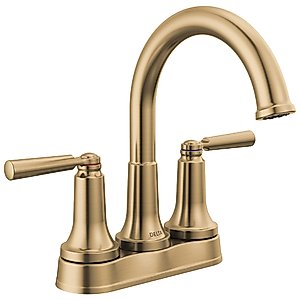 Delta Faucet Saylor Gold Bathroom Faucet, Bathroom Sink Faucet, Centerset Bathroom Faucet for Bathroom Sink, Diamond Seal Technology, Metal Drain Assembly, Champagne Bronze 2535-CZMPU-DST