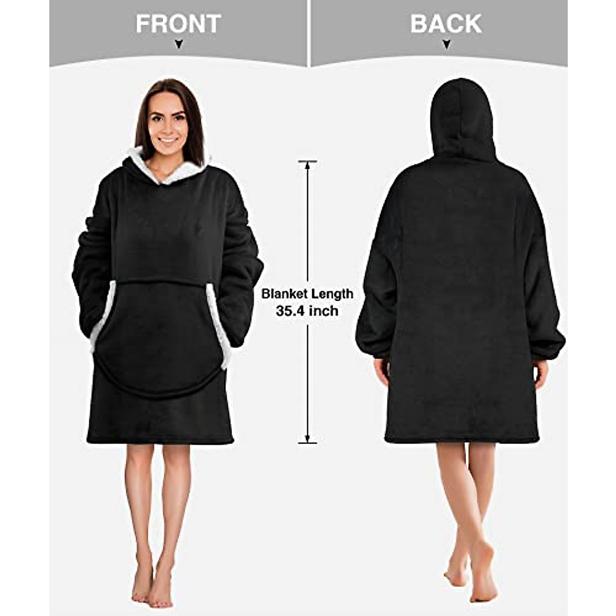 Wearable Blanket Super Warm and Cozy Fleece Sweatshirt Giant Blanket Hoodie for Women and Men, Large Front Pocket