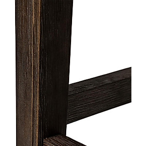 Maven Lane Adrien 31 Inch Bar Height Upholstered Backless Saddle Barstool in Dark Walnut Finish with Ash Grey Fabric Cushion Seat