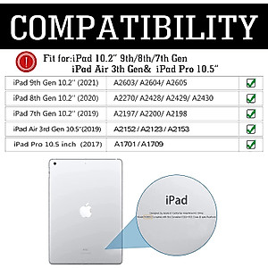 Keyboard Case for iPad 9th Generation,7 Color Backlight iPad Keyboard for 10.2-inch 9th /8th /7th /Air 3/Pro 10.5-inch,360° Rotatable Protective Cover with Apple Pencil Holder(Black)