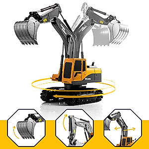 Playing Gorilla Remote Control Excavator Realistic Construction Toy for Boys Age 3 4 5 6 7 8 9 with Extra Rechargeable Batteries - 1:24 Scale Excavator Remote Construction Toys