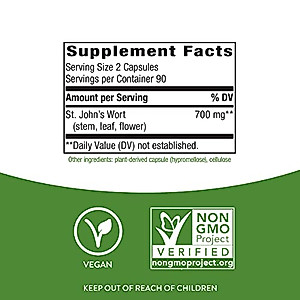 Nature's Way Premium Herbal St. John’s Wort Herb, 700 mg per serving, 180 VCaps